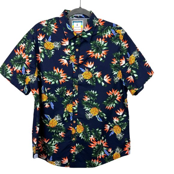Denim & Flower | Shirts | Denim And Flower Ricky Singh Shirt Mens Xl Navy Blue Pineapple ...